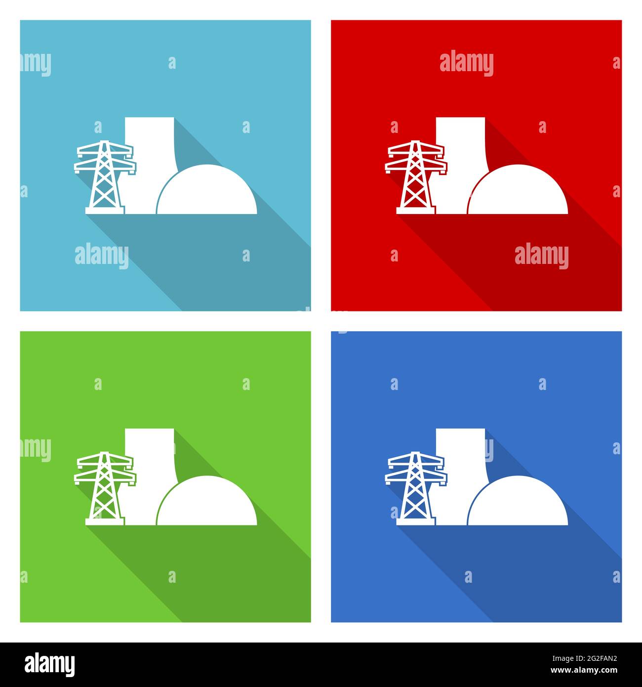 Nuclear power plant icon set, flat design vector illustration in eps 10 ...