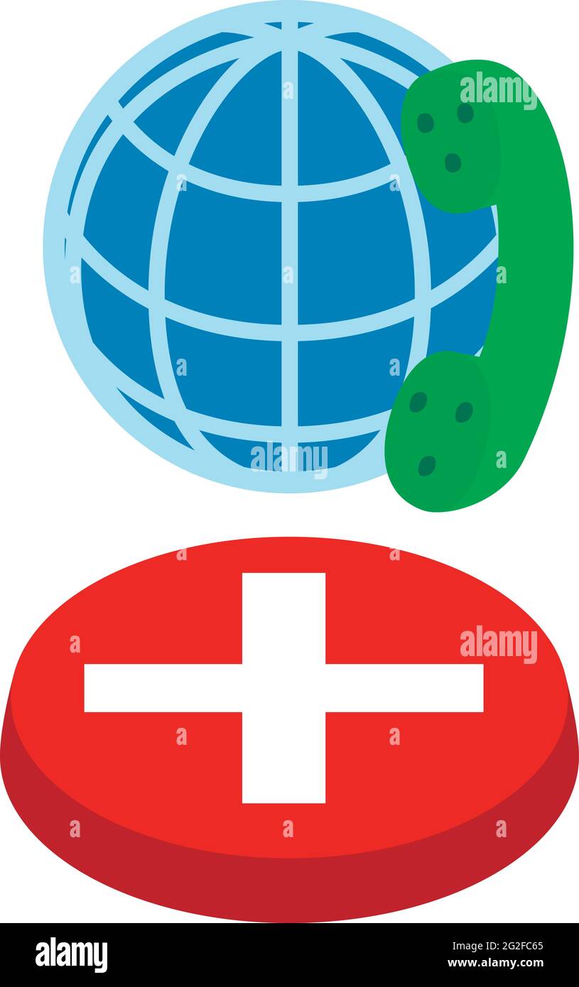International call icon. Isometric illustration of international call ...