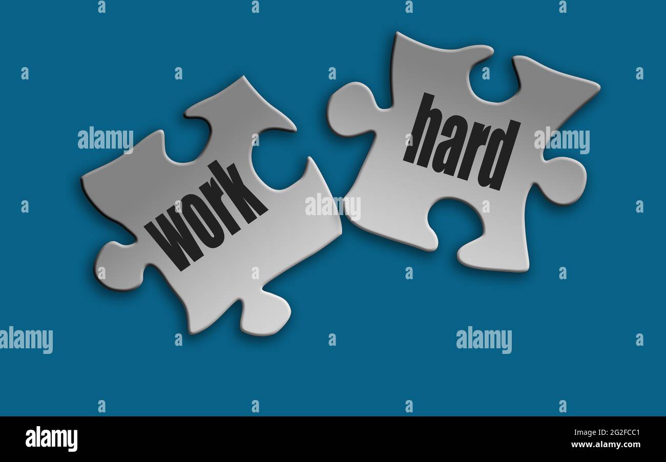 Work hard word on white puzzle, 3D rendering Stock Photo - Alamy
