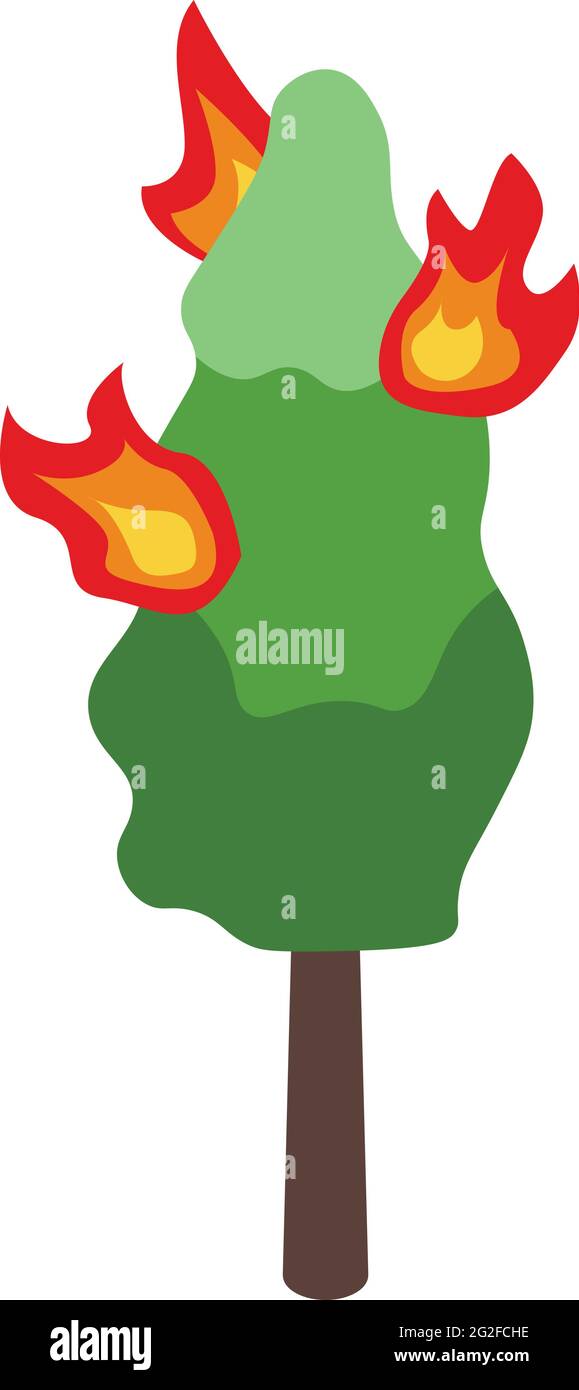 Burning city tree icon. Isometric of Burning city tree vector icon for ...