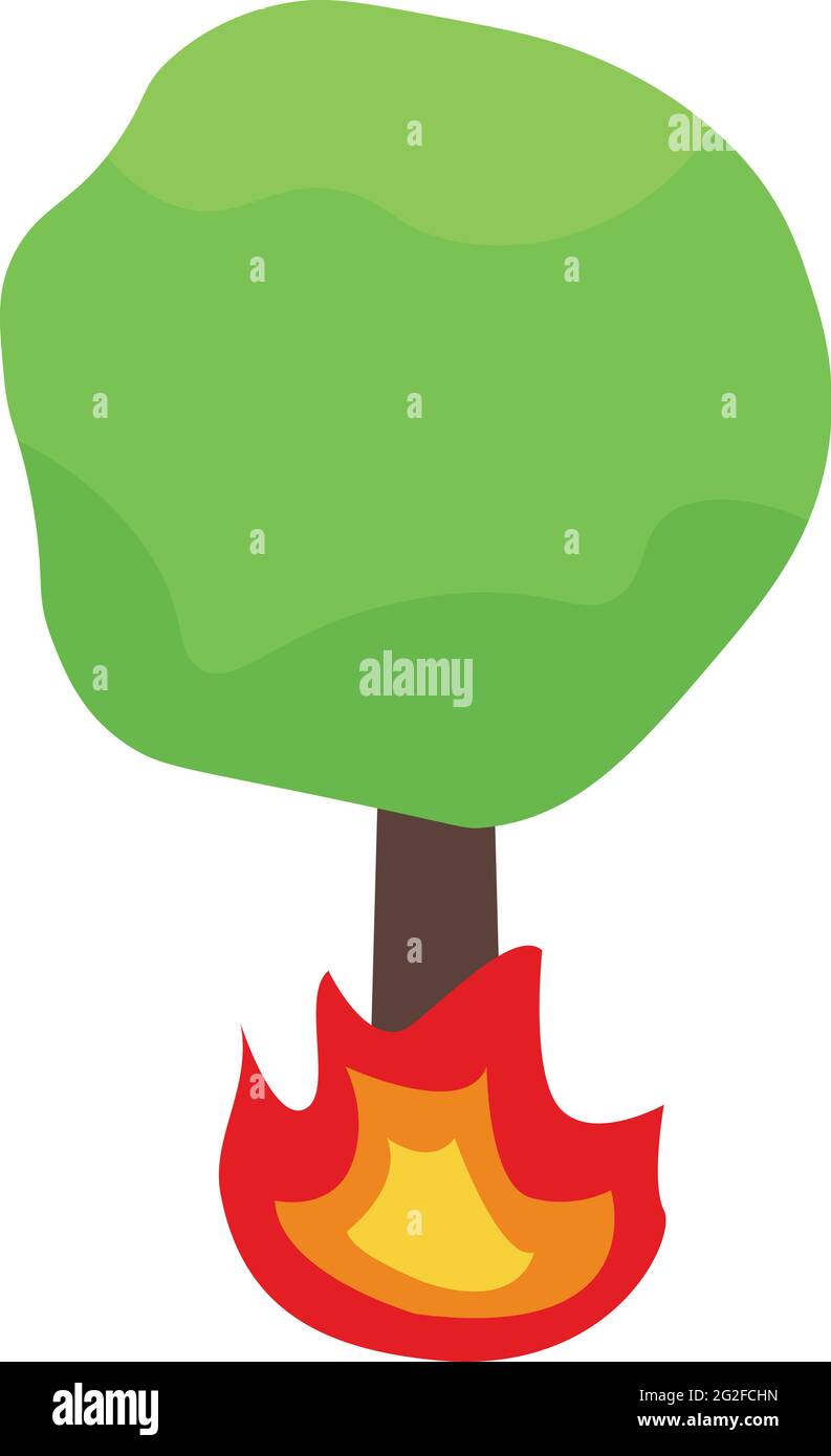 Burning maple tree icon. Isometric of Burning maple tree vector icon ...