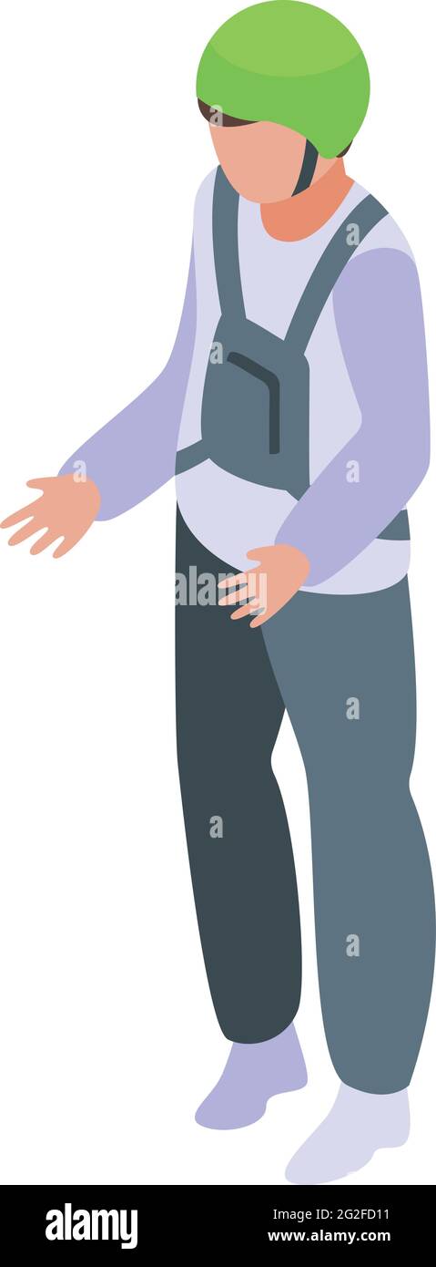 Man in parachute gear icon. Isometric of Man in parachute gear vector ...