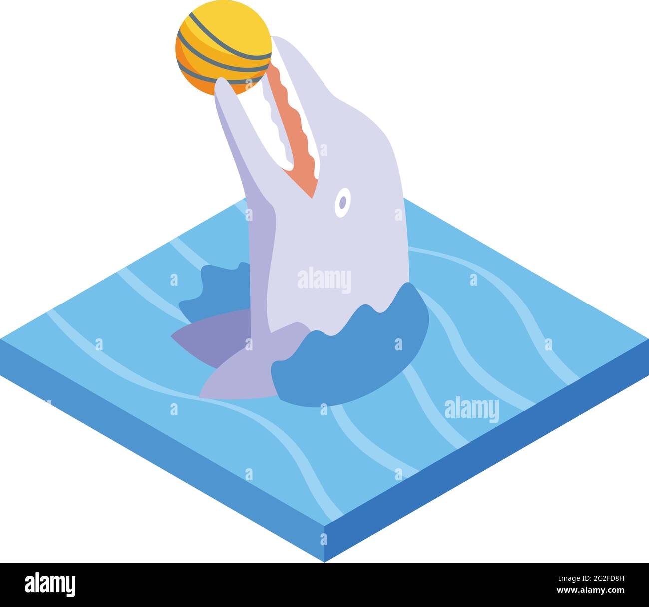 Dolphin with ball icon. Isometric of Dolphin with ball vector icon for ...