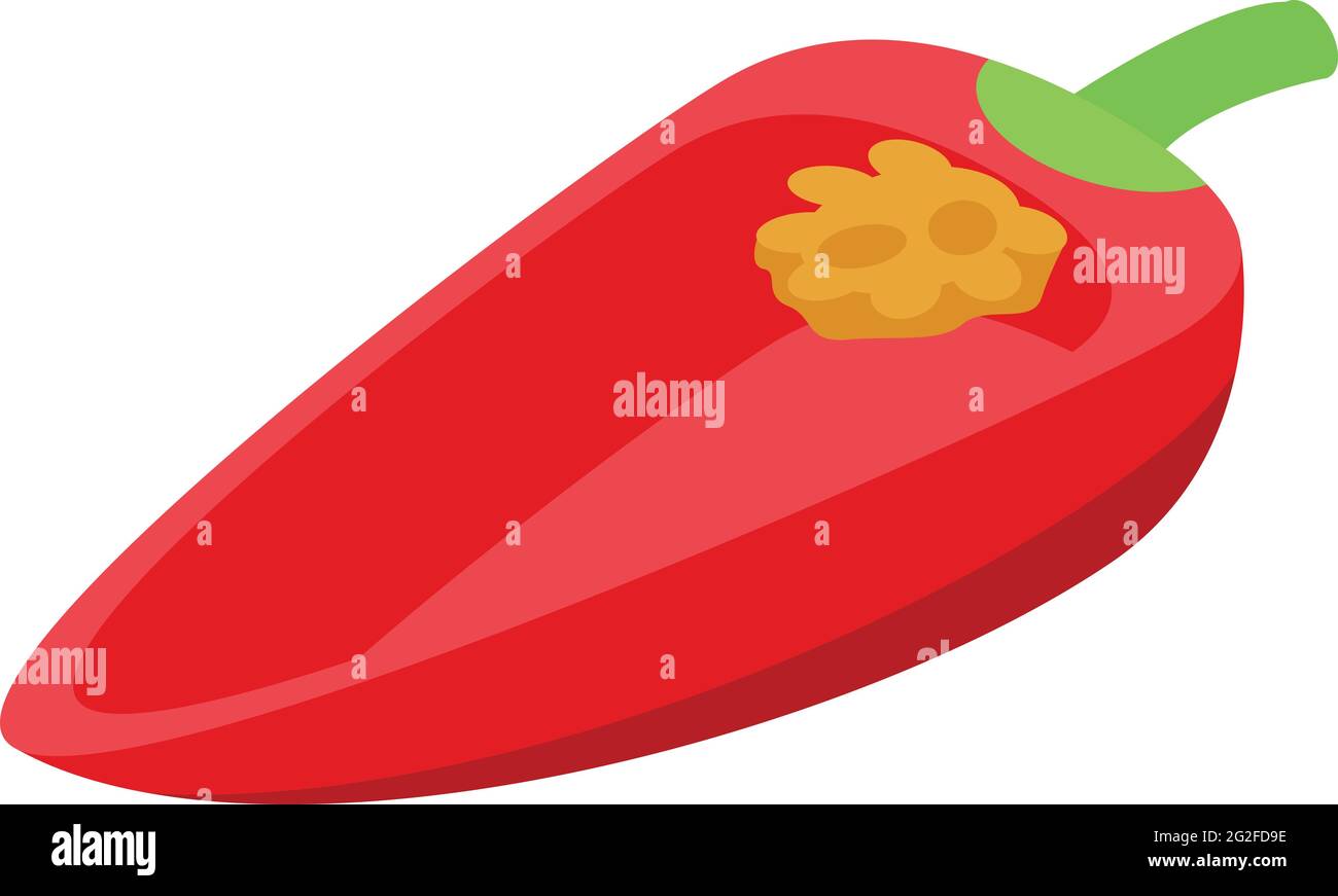 Slice of red paprika icon. Isometric of Slice of red paprika vector ...