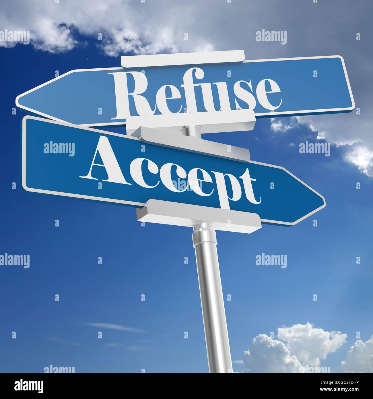 Accept and Refuse signs, isolated on white. 3D rendering Stock Photo ...