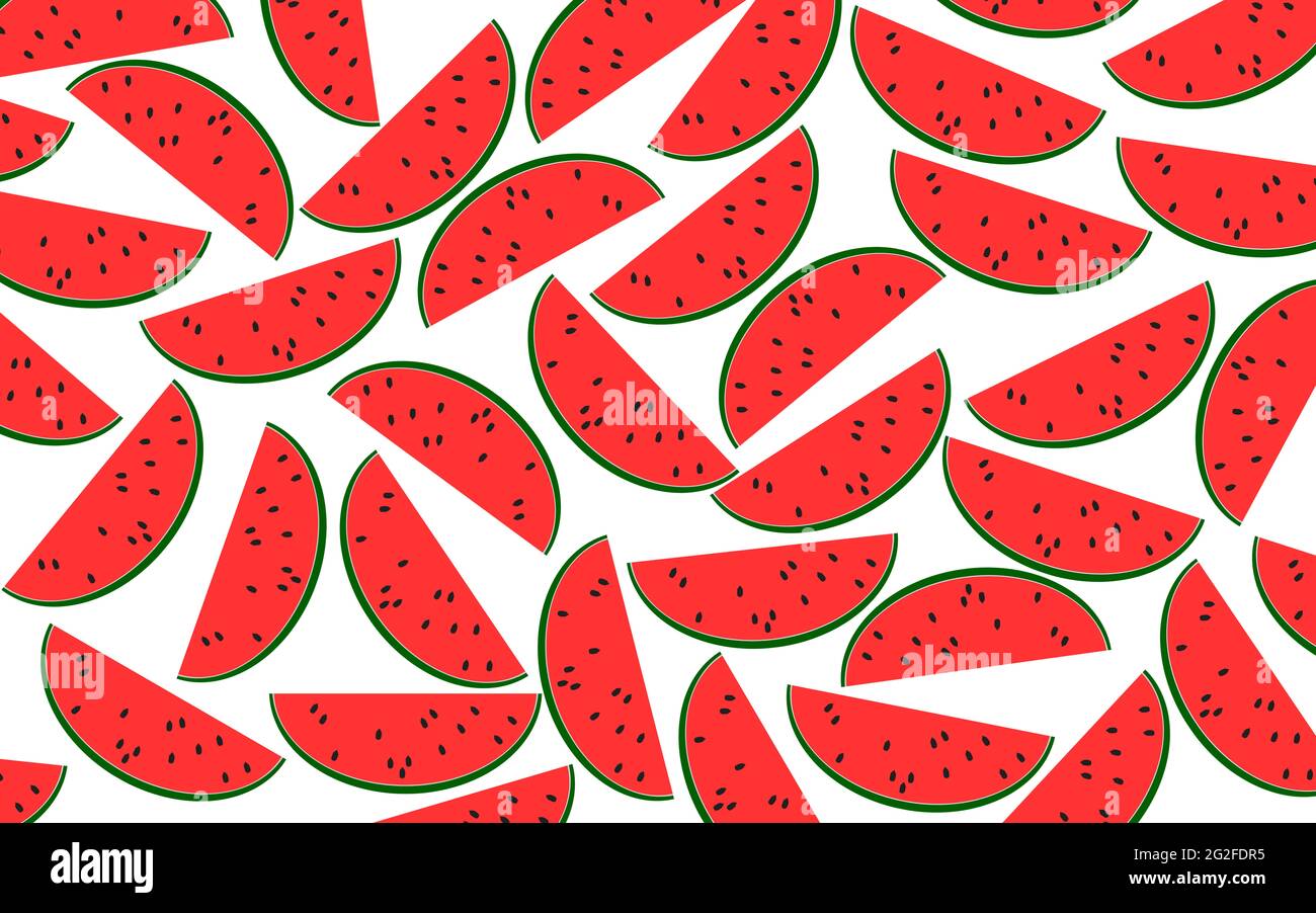 Pattern of watermelon slices isolated on white background, 3D rendering ...