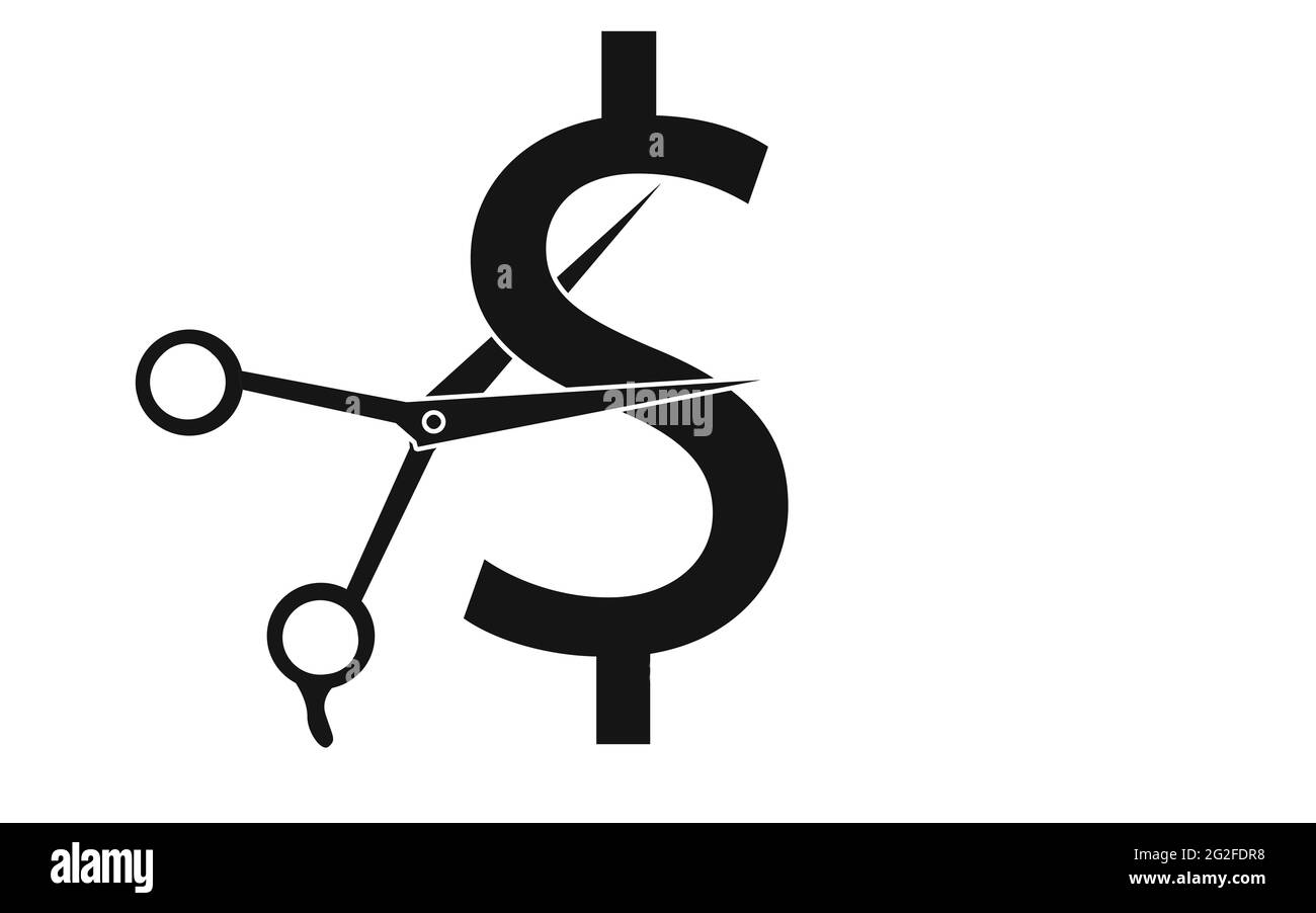 Scissors cutting dollar sign hi-res stock photography and images - Alamy
