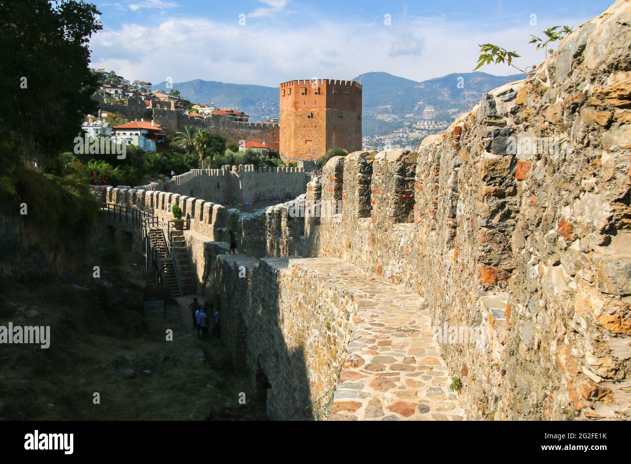 The historical Kızıl Kule (Red Tower), Castle in Alanya peninsula ...
