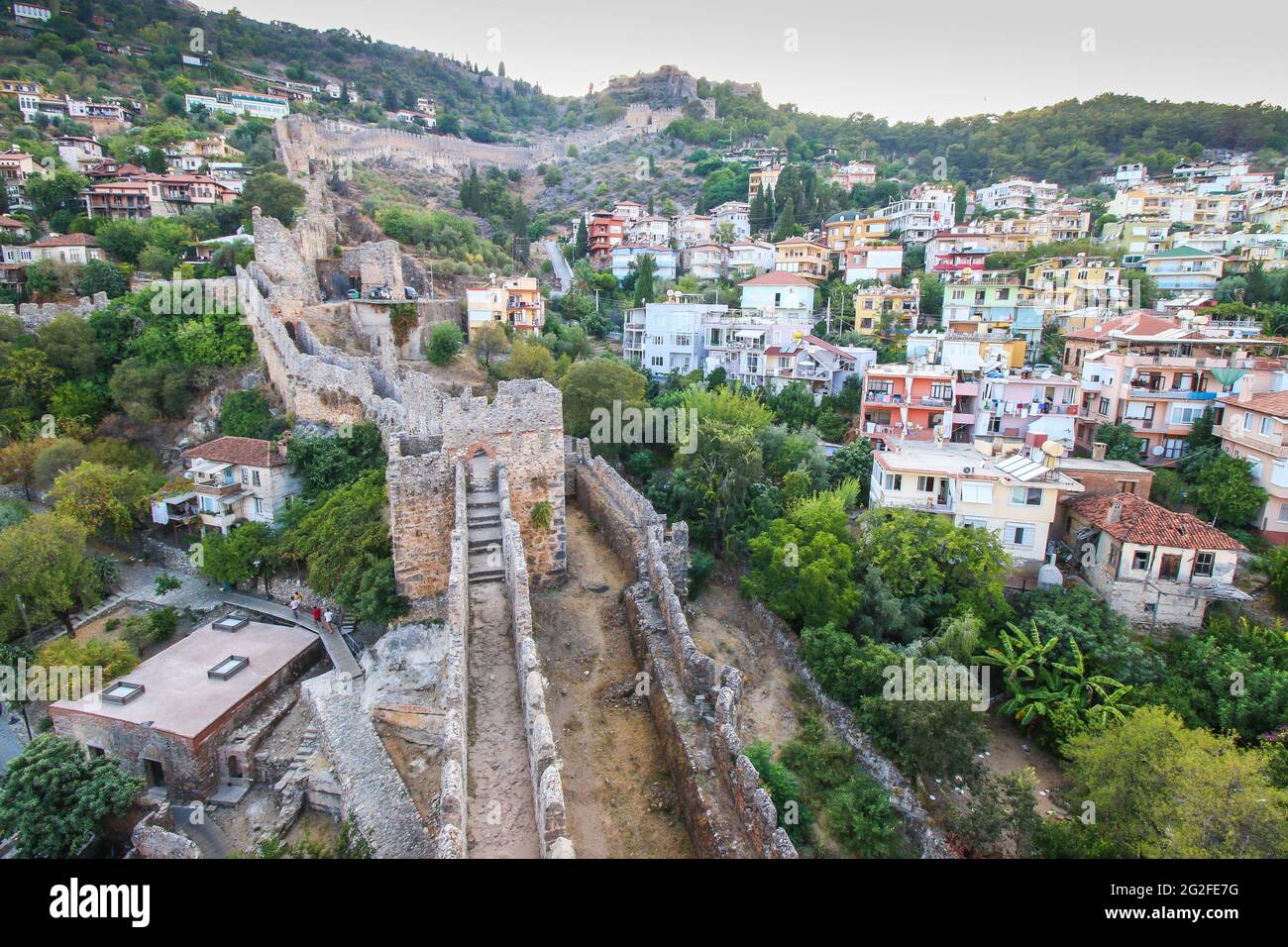 The historical Kızıl Kule (Red Tower), Castle in Alanya peninsula ...