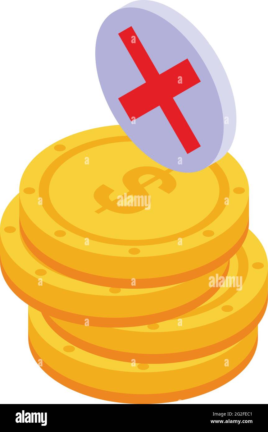 Coins payment cancellation icon. Isometric of Coins payment ...