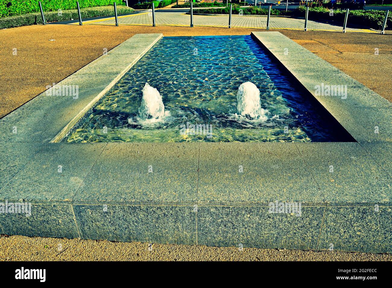 Rear view of water fountain Stock Photo - Alamy
