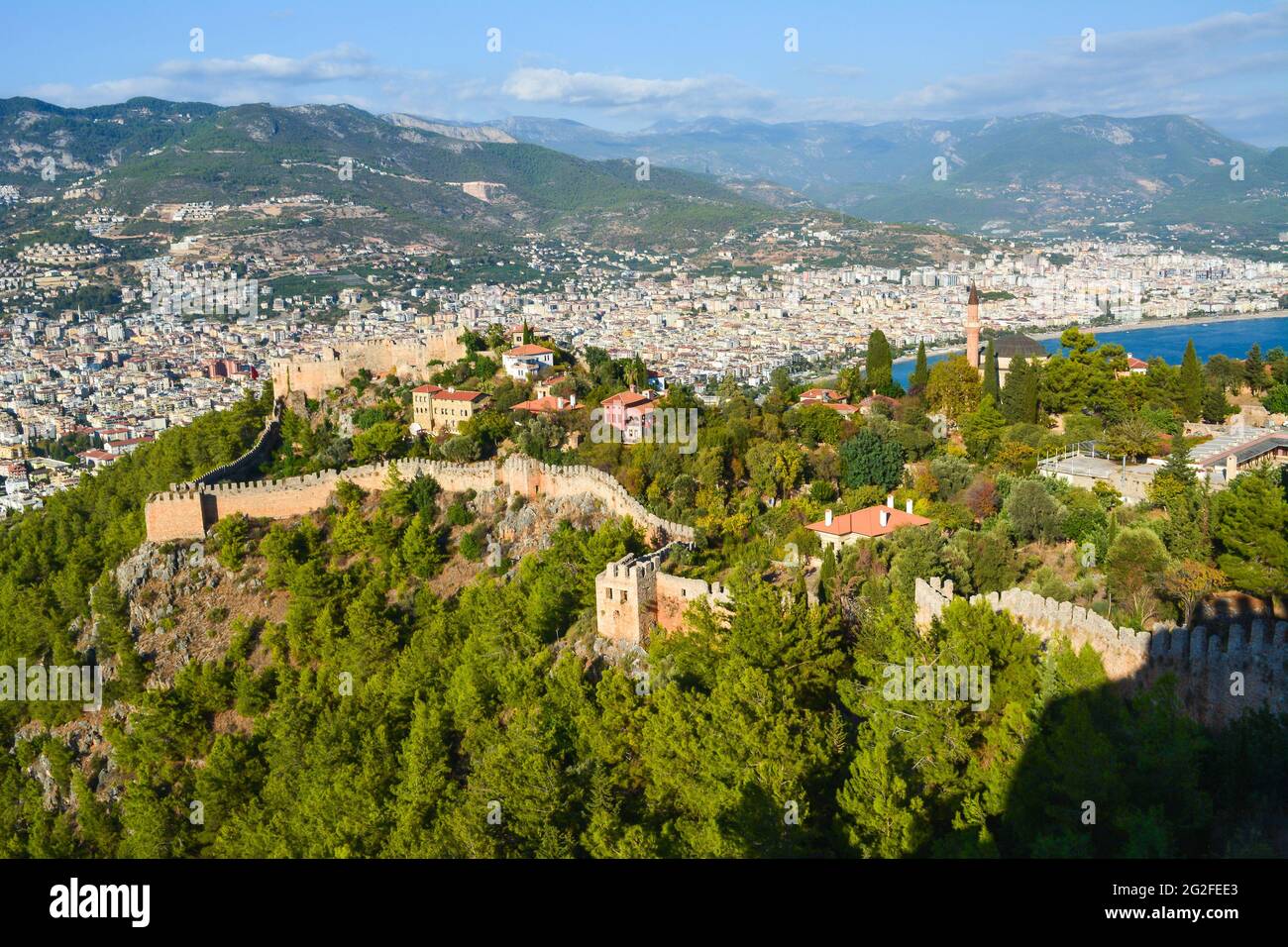 The historical Kızıl Kule (Red Tower), Castle in Alanya peninsula ...