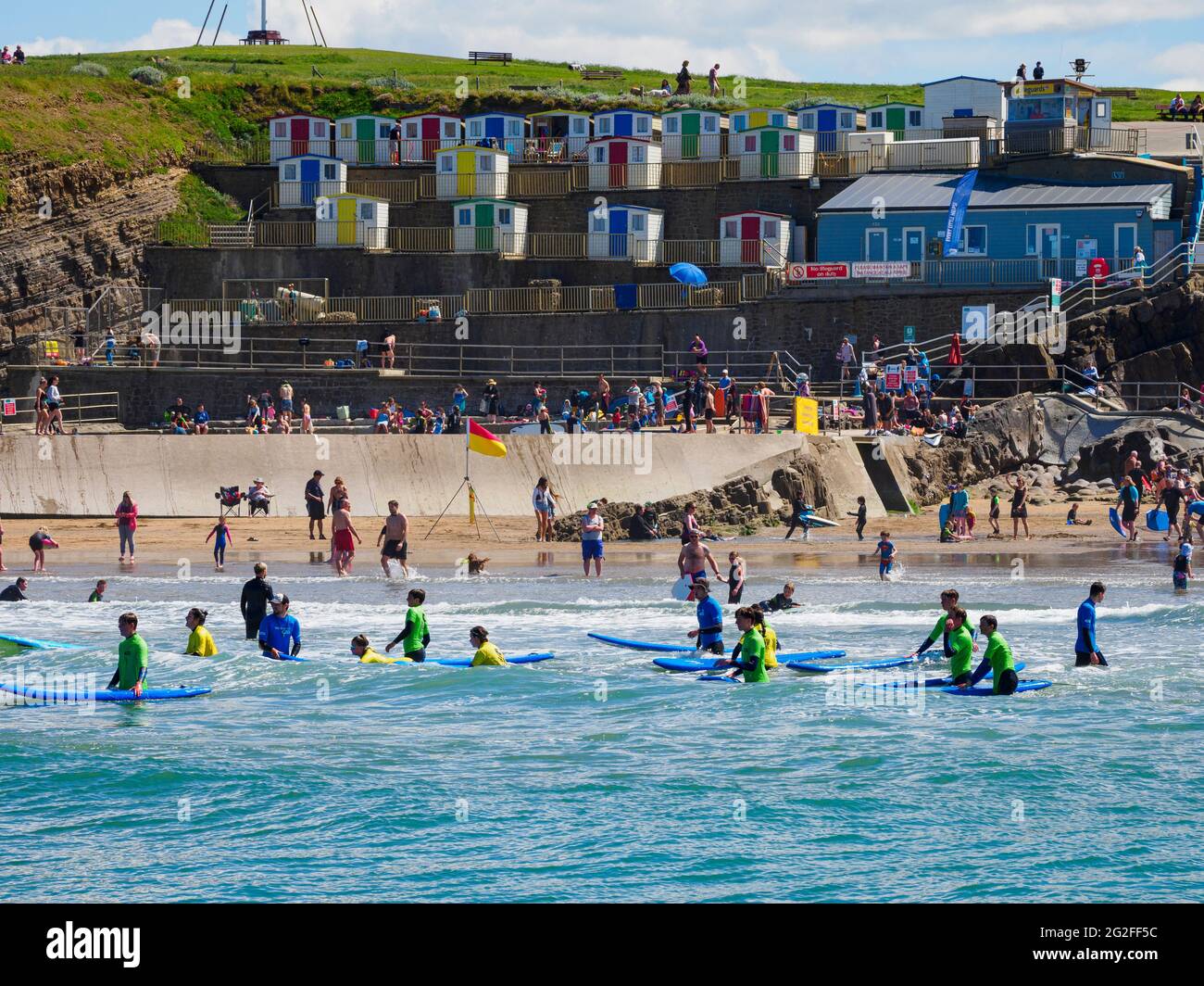 Summer holidays on Summerleaze beach and the seapool, Bude, Cornwall, UK Stock Photo - Alamy