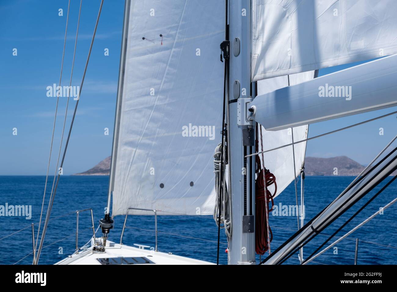 Sailing ship at sea sails bow hi-res stock photography and images - Alamy