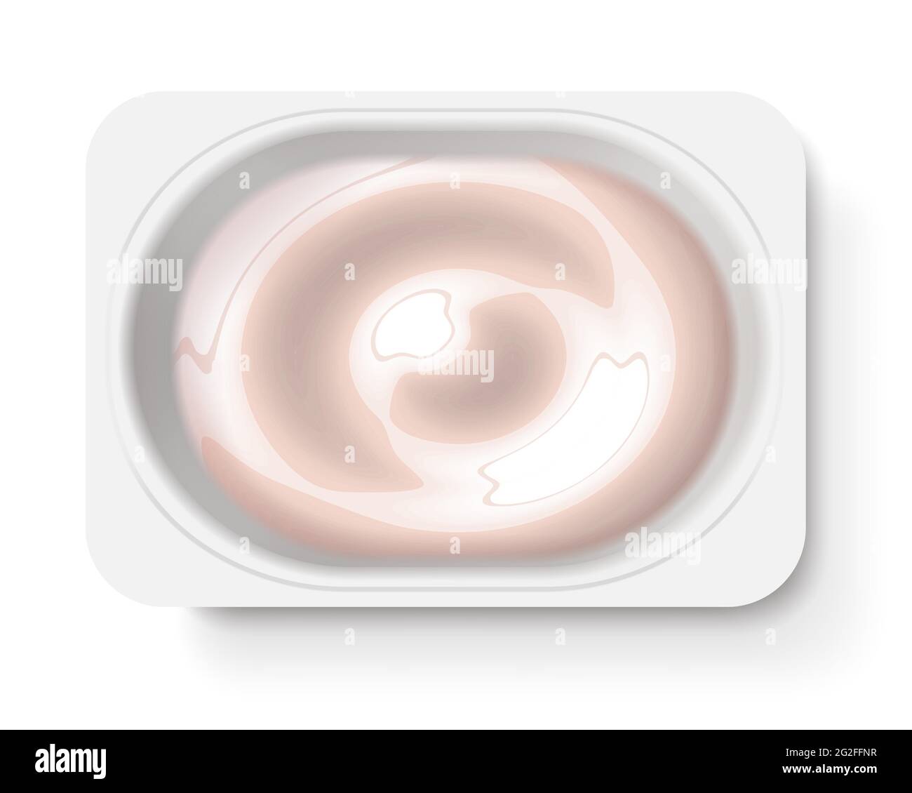 Yogurt packaging box. Packages of fermented milk products. Top view ...