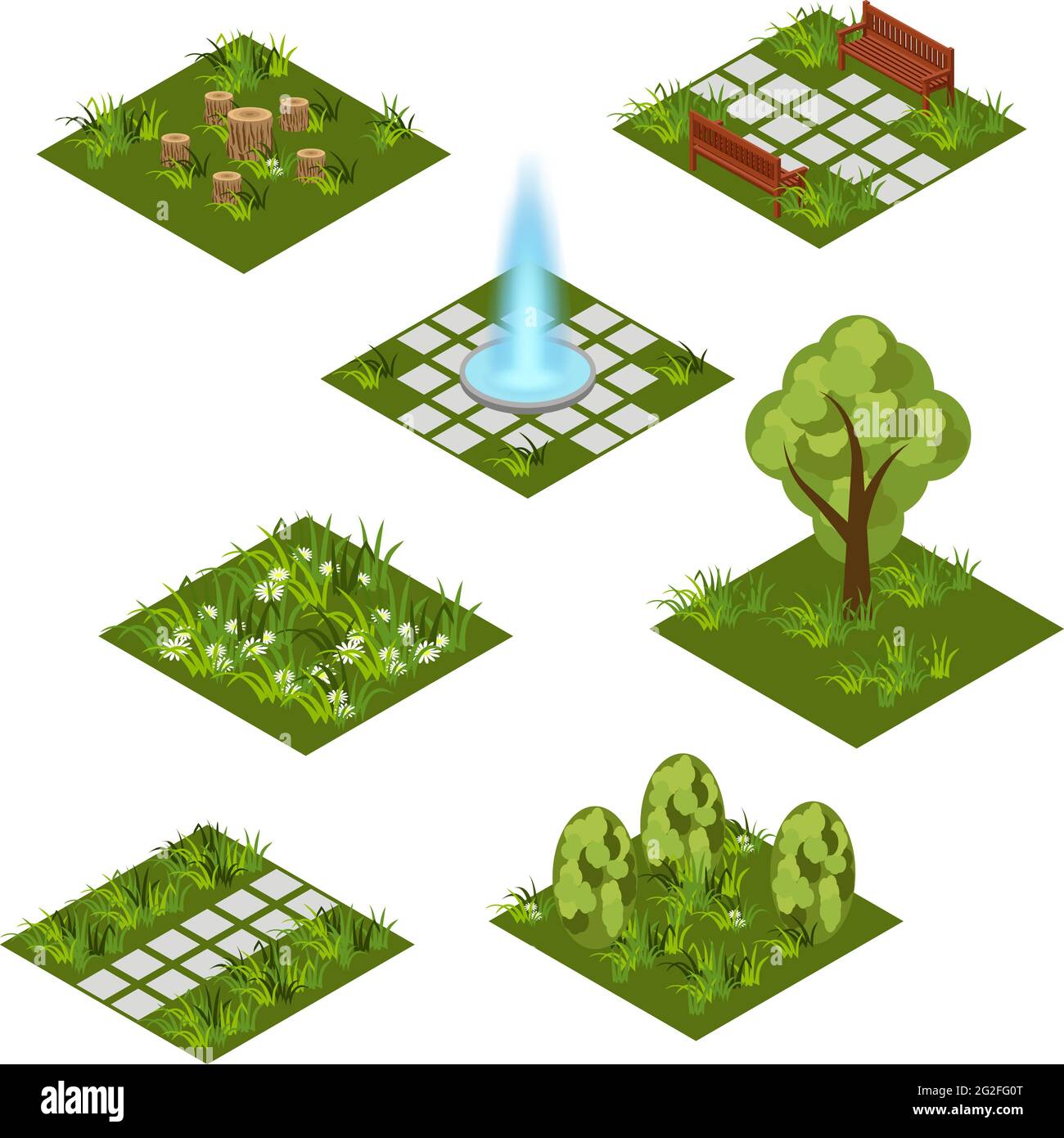 Garden isometric tile set. Isolated isometric tiles to design garden ... Garden isometric tile set. Isolated isometric tiles to design garden ...