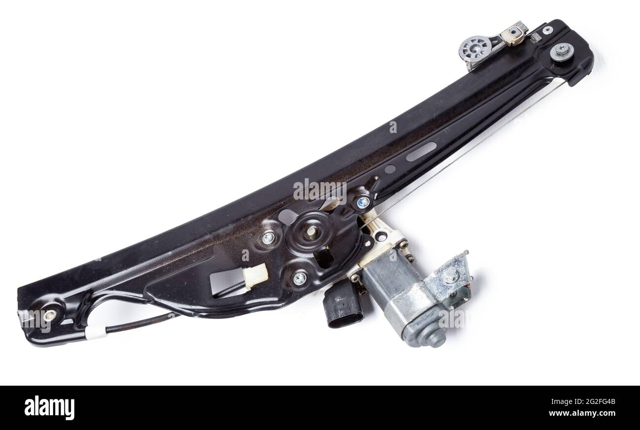 Electric window mechanism for a car on a white isolated background ...