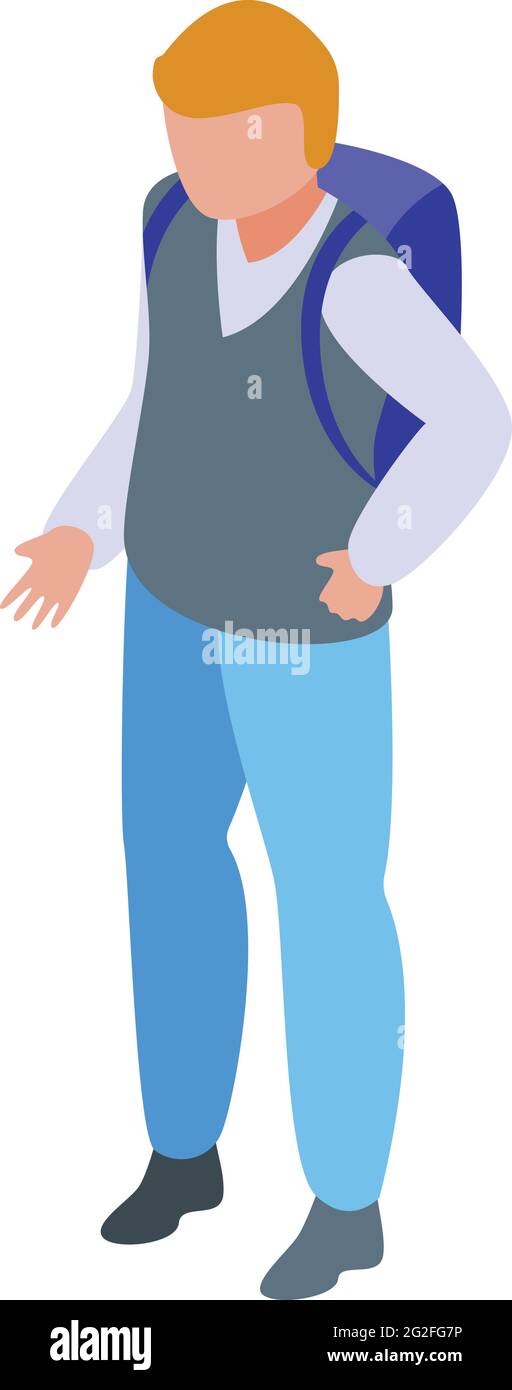 Education workflow schoolboy icon. Isometric of Education workflow ...