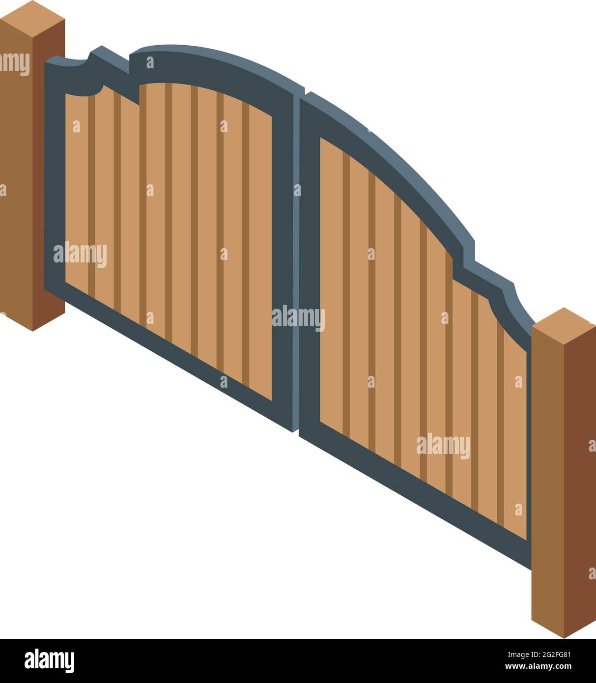 Automatic wood gate icon. Isometric of Automatic wood gate vector icon ...