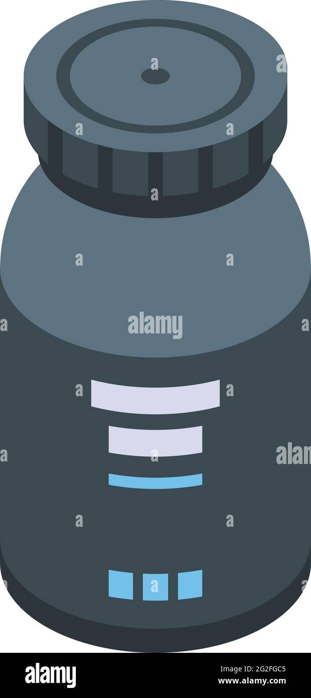Protein pill jar icon. Isometric of Protein pill jar vector icon for ...