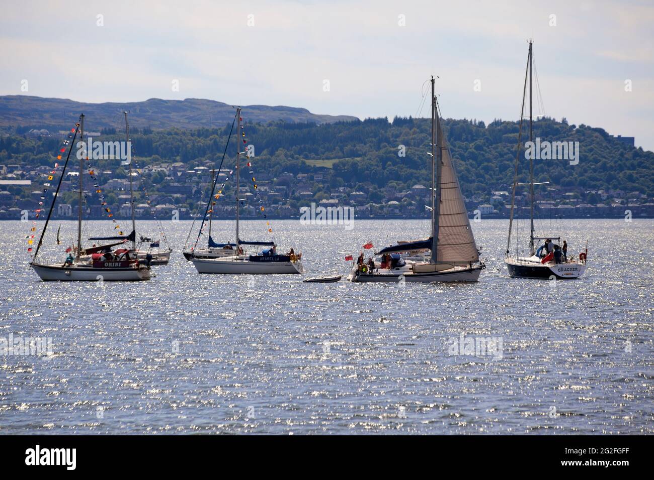 Yachts sailing in the Clyde estuary, Off Helensburgh, Scotland Stock ...