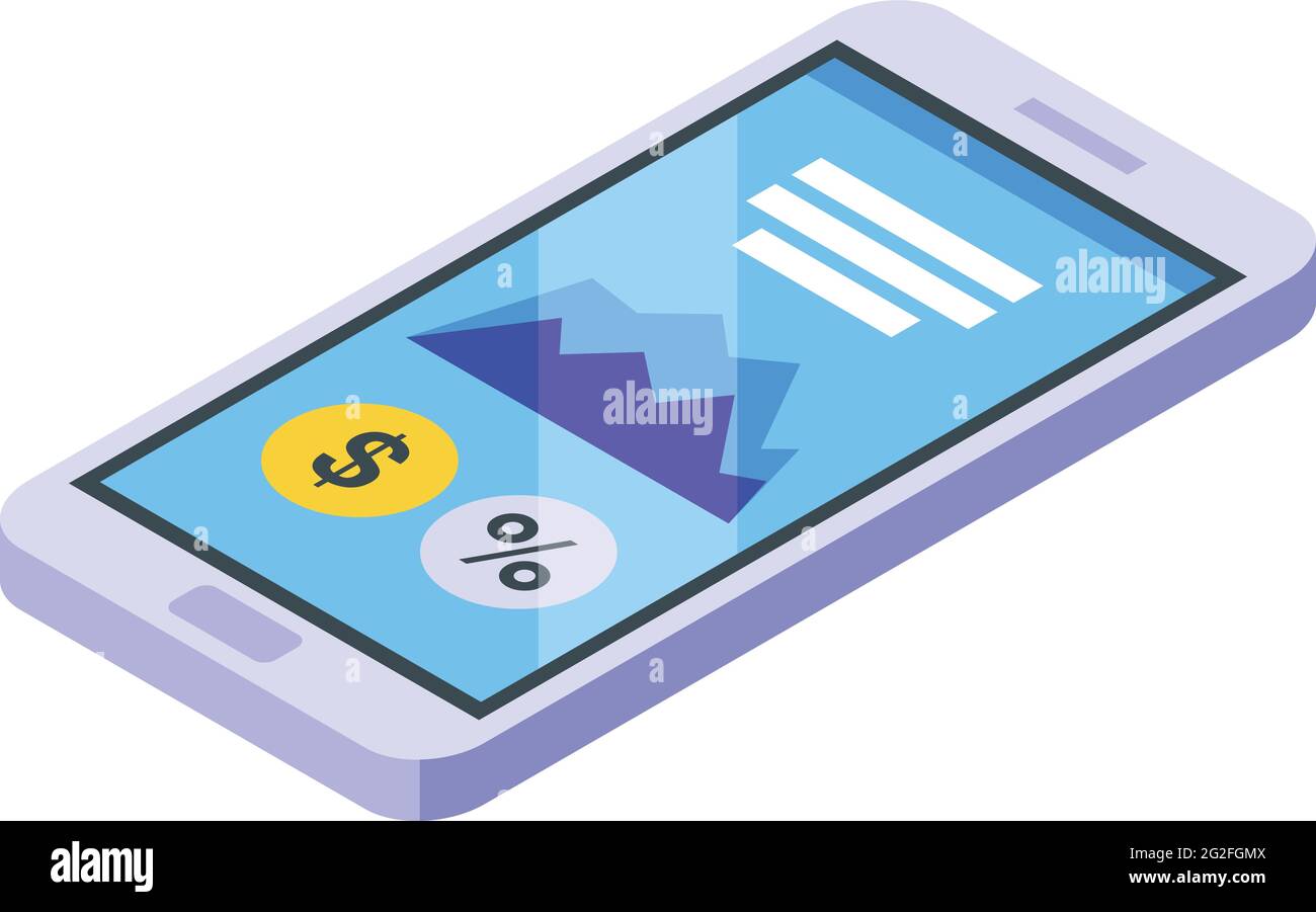 Block chain smartphone icon. Isometric of Block chain smartphone vector ...