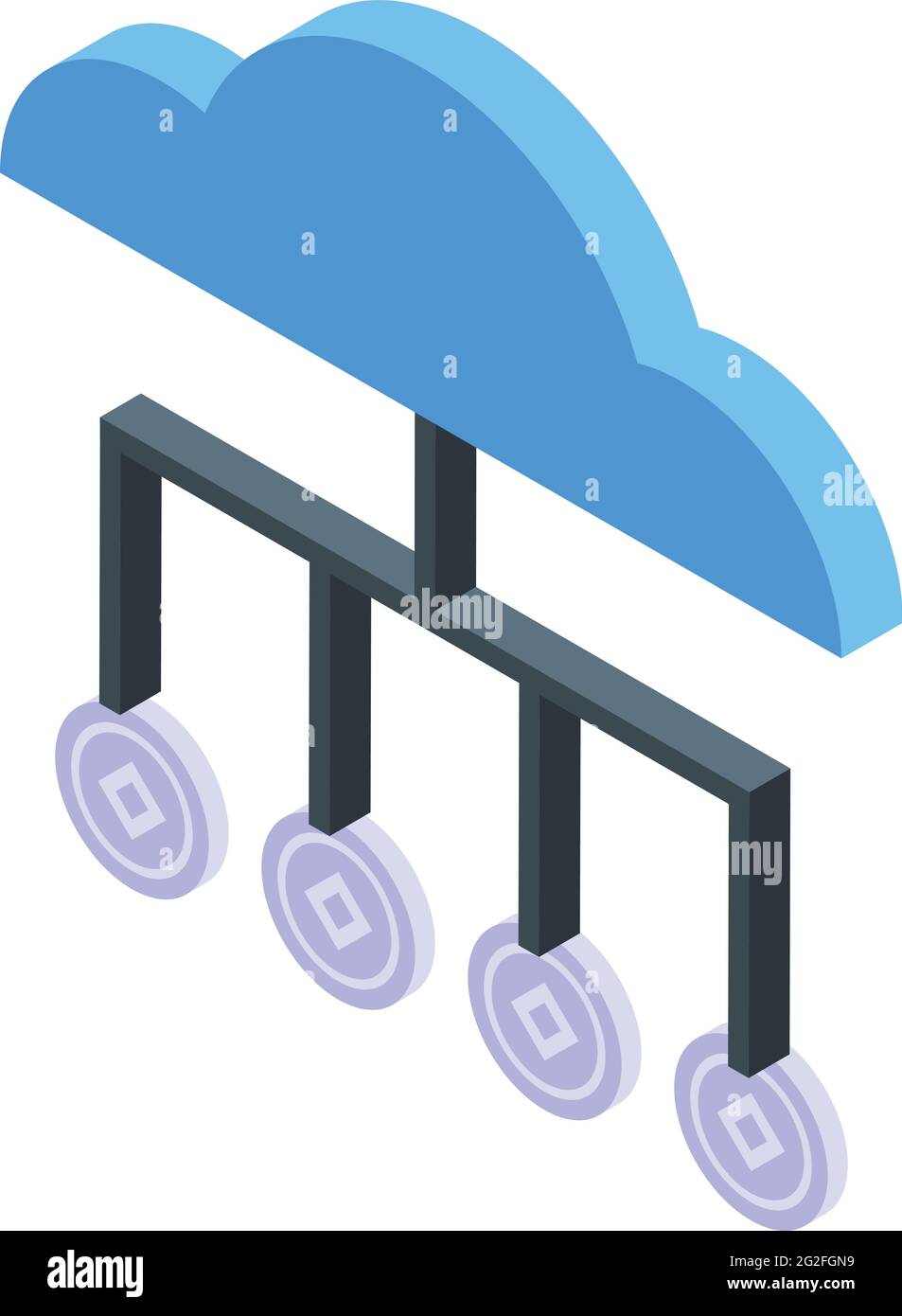 Block chain data cloud icon. Isometric of Block chain data cloud vector icon for web design ...