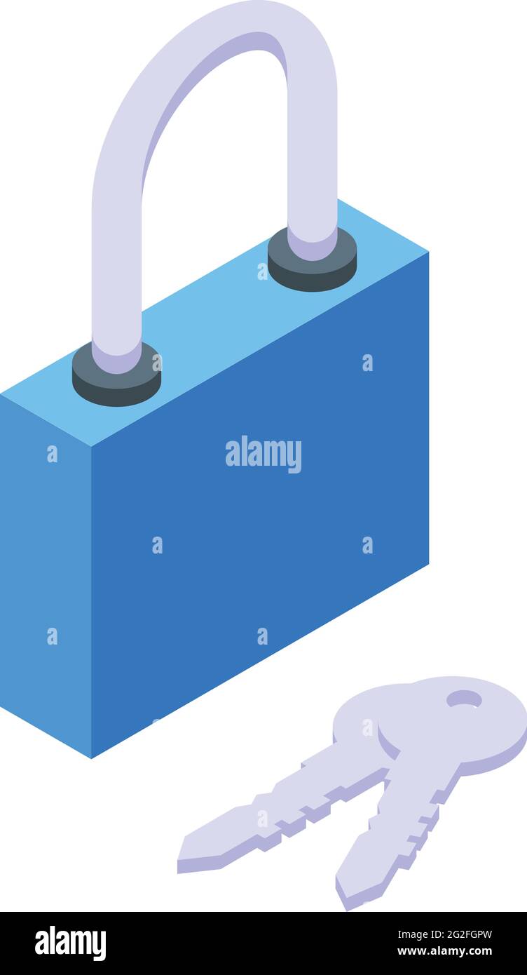 Block chain padlock icon. Isometric of Block chain padlock vector icon ...