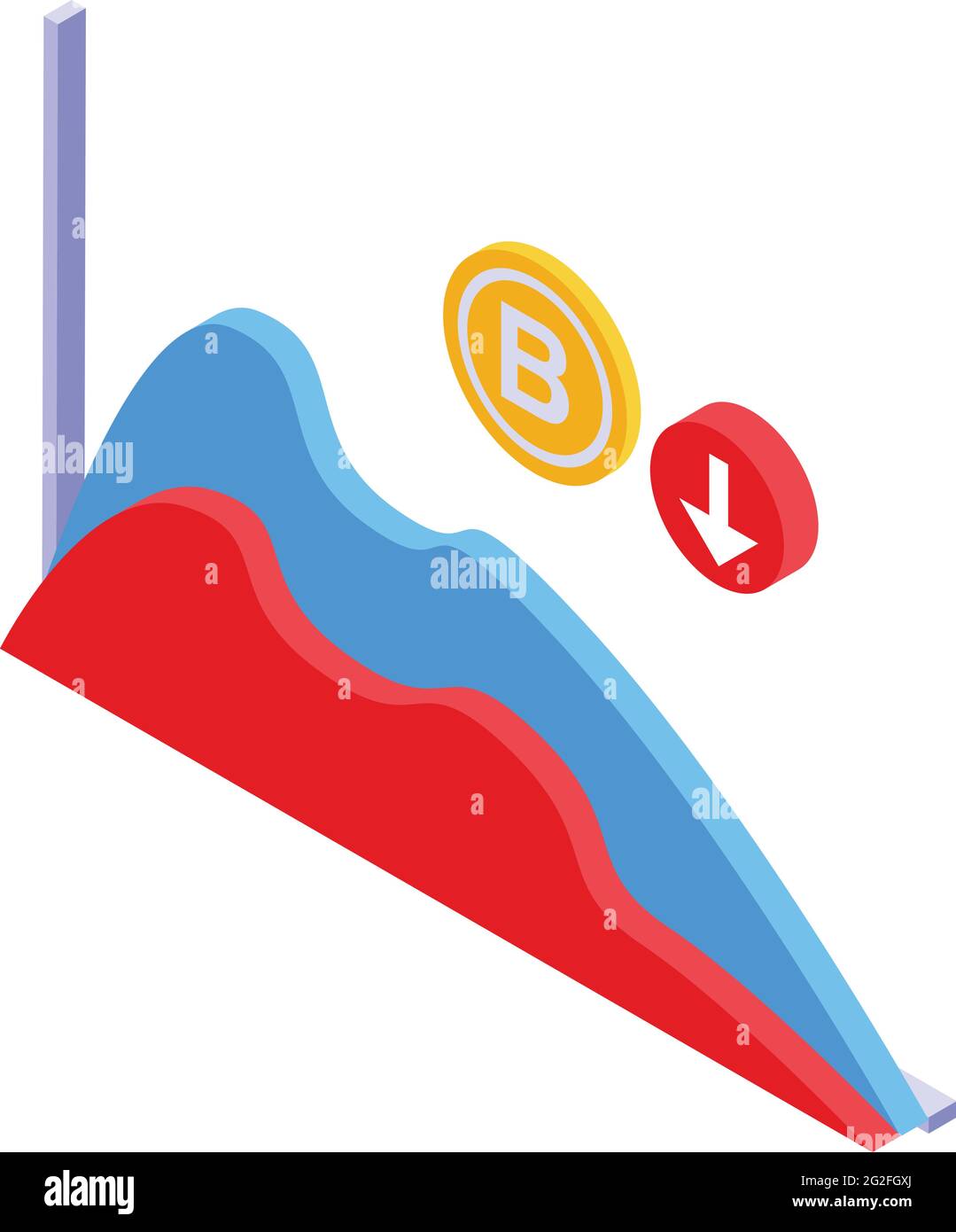 Bitcoin graph chart icon. Isometric of Bitcoin graph chart vector icon ...
