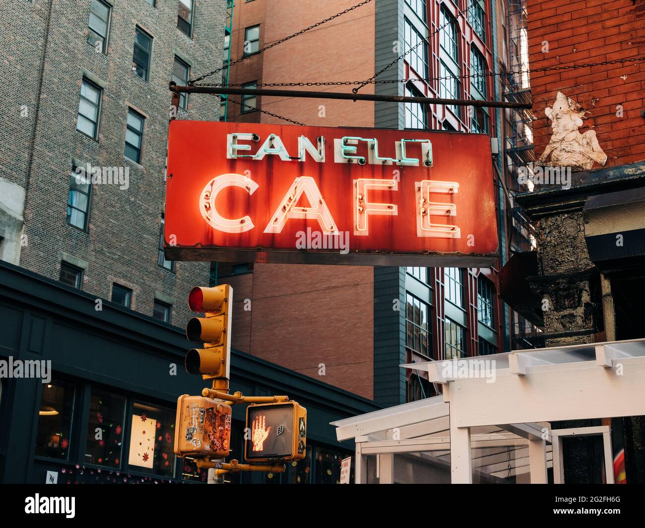 Fanelli Cafe neon sign in Soho, Manhattan, New York City Stock Photo ...