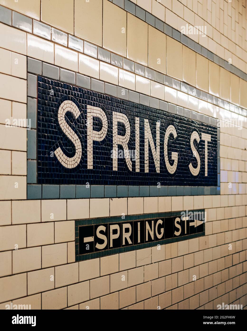 Spring Street subway station sign, in Soho, Manhattan, New York City ...