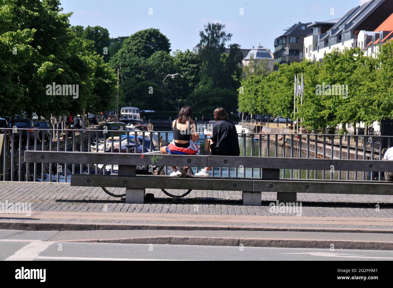 Copenhagen, Denmark. 09 June 2021, summeer day and Daily life and boat ...