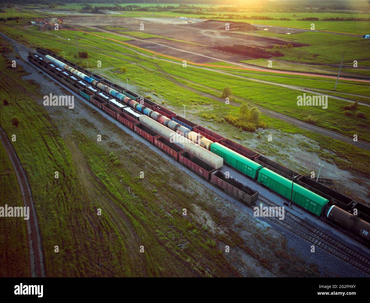 freight train at sunset in nature.view from the throne Stock Photo - Alamy