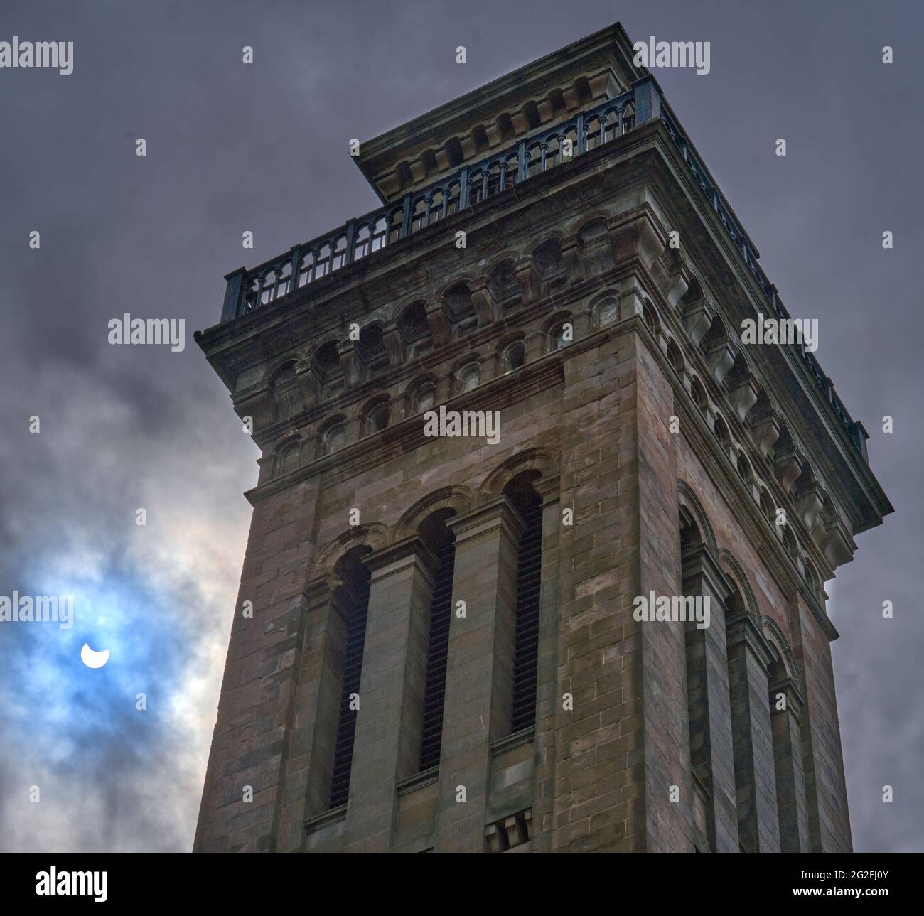 Partial solar eclipse as seen in Glasgow Scotland on 10/06/2021 Trinity ...