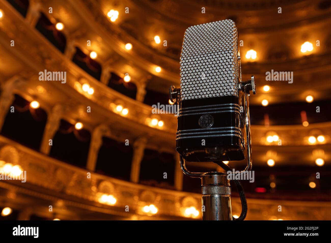 Lviv, Ukraine - June 10, 2021: AEA Ribbon Microphone R44C on Lviv opera ...