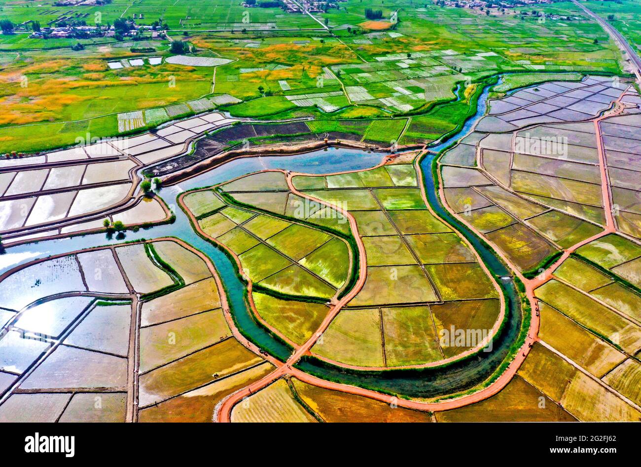 ZHANGYE, CHINA - JUNE 11, 2021 - Aerial photo taken on June 11, 2021 ...