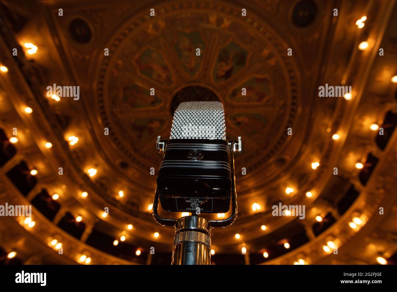 Lviv, Ukraine - June 10, 2021: AEA Ribbon Microphone R44C on Lviv opera ...