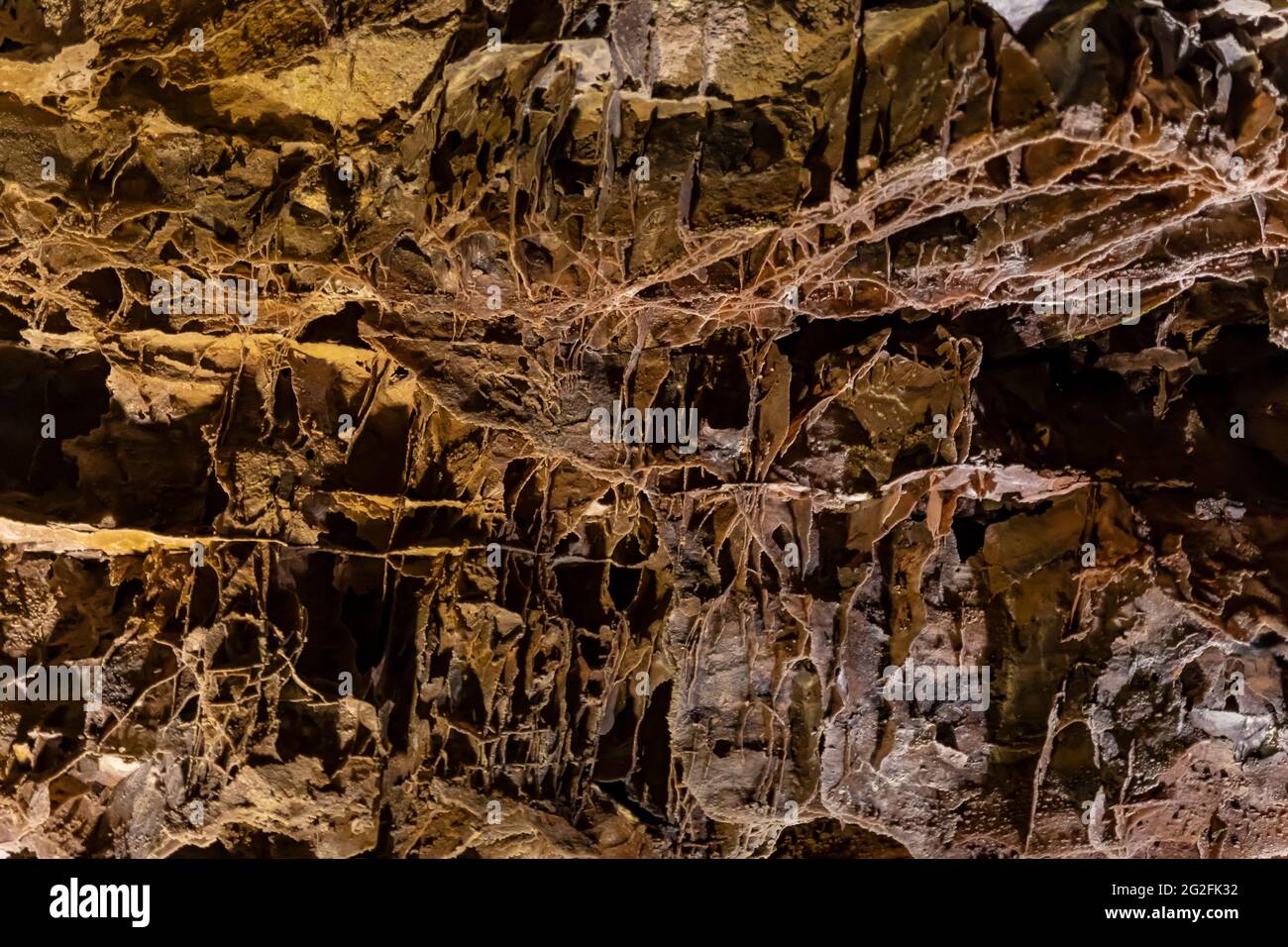 Intricate boxwork in Wind Cave, a cave formation found here more than ...