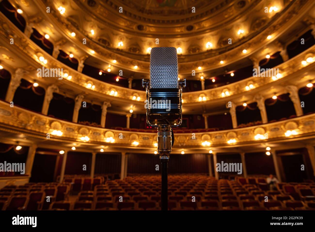 Lviv, Ukraine - June 10, 2021: AEA Ribbon Microphone R44C on Lviv opera ...