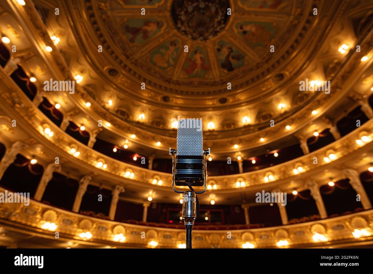 Lviv, Ukraine - June 10, 2021: AEA Ribbon Microphone R44C on Lviv opera ...