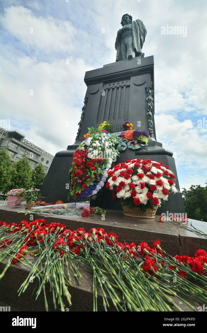 Flower-laying ceremony at the monument to Alexander Sergeevich Pushkin ...
