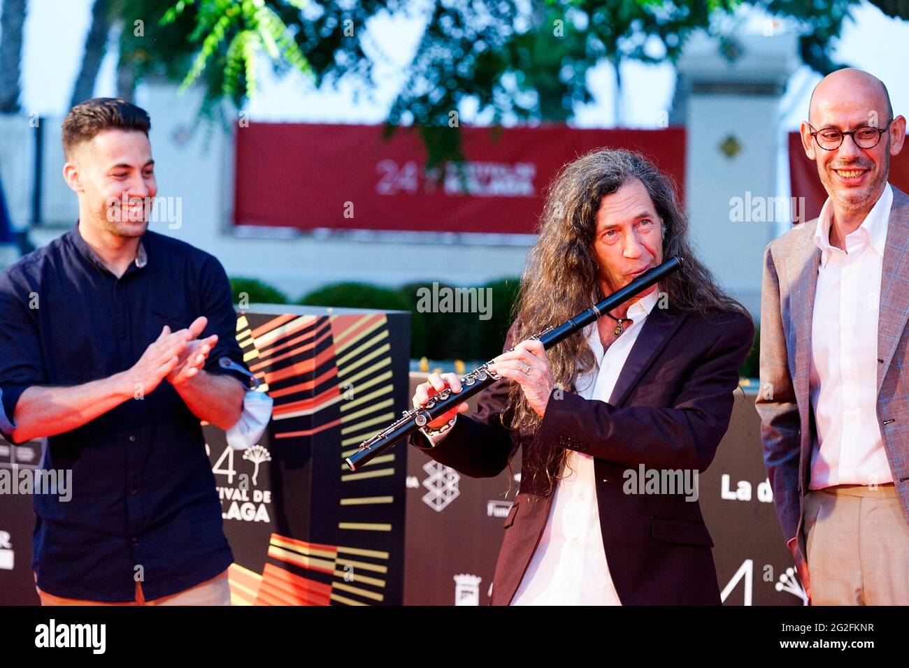 Malaga, Spain. 05th June, 2021. Flautist Jorge Pardo attends the ...