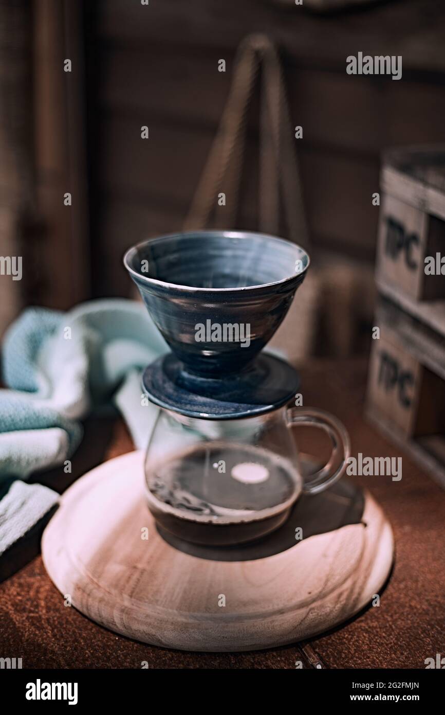 Dripper and drip server are the equipment of dripping coffee Stock ...