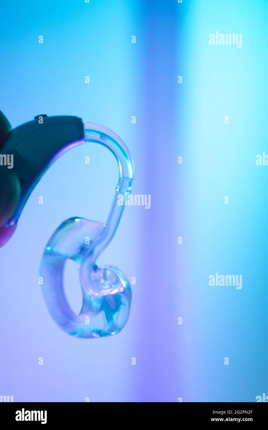 Modern digital hearing aid for deafness and deaf people Stock Photo - Alamy