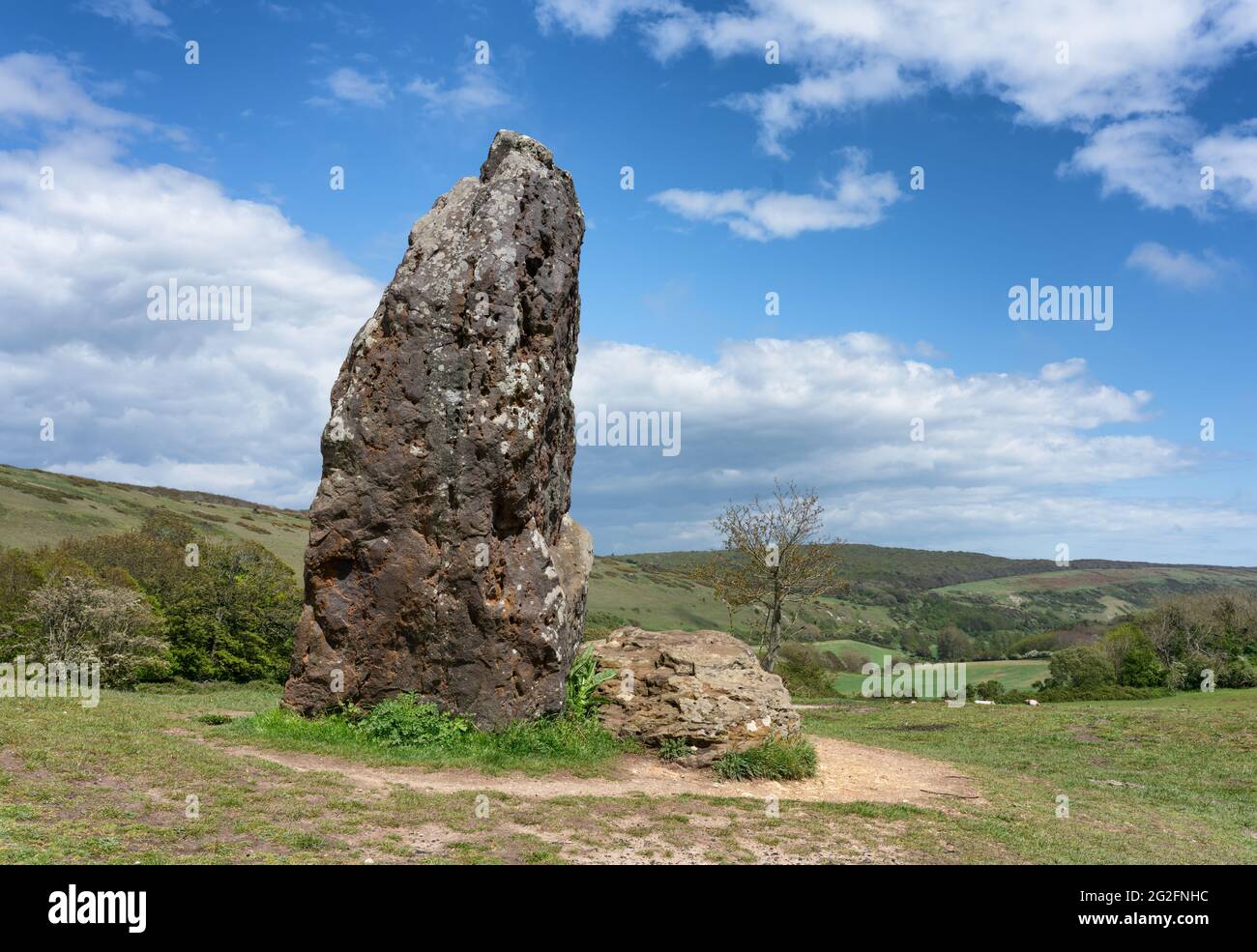 The Long Stone remains of the entrance to a Neolithic long barrow above ...