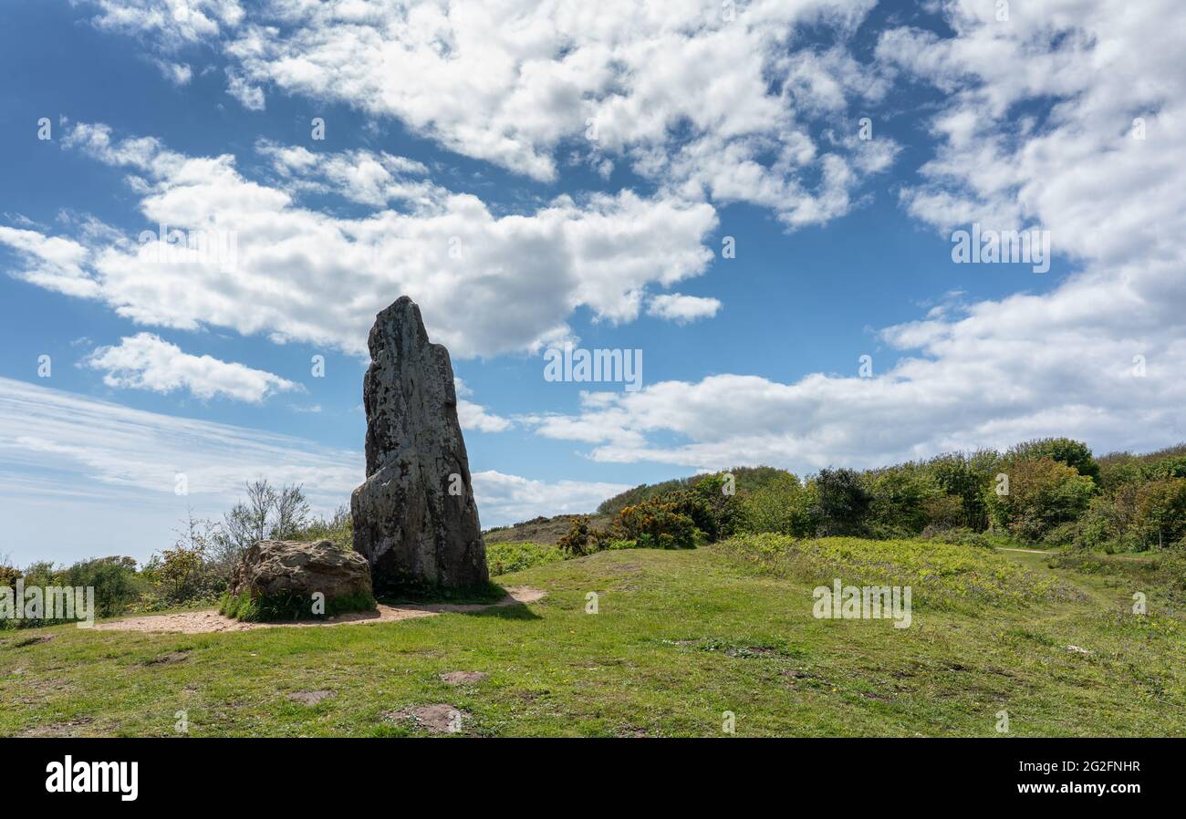 The Long Stone remains of the entrance to a Neolithic long barrow above ...