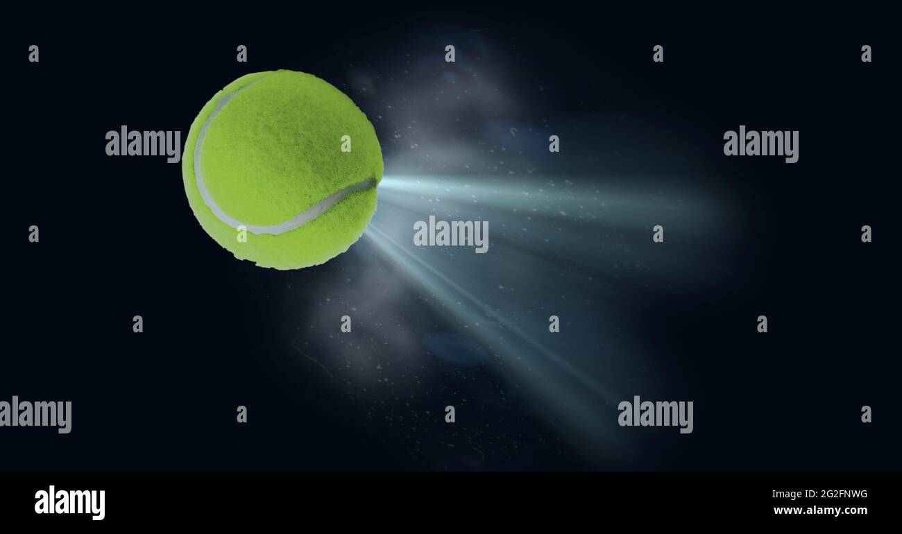 Composition of tennis ball on black background with smoke Stock Photo ...