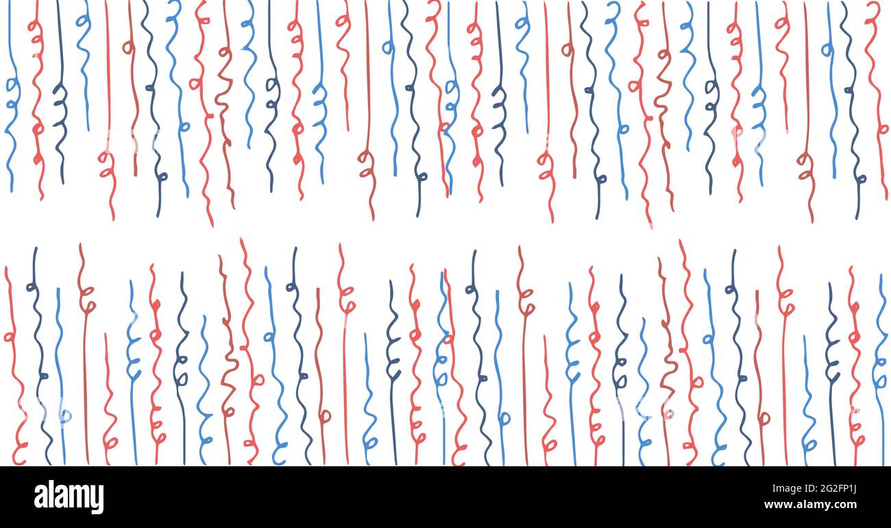 Composition of multiple american flag red and blue streamers on white ...