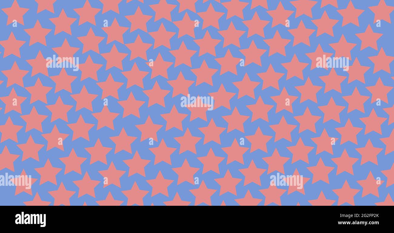 Composition of multiple red american flag stars and patterns on blue ...