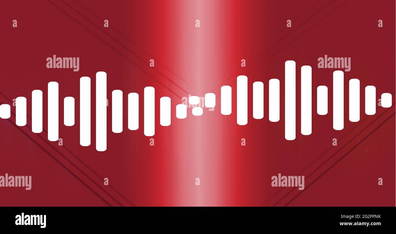 Composition of white graphic music equalizer over red background Stock ...